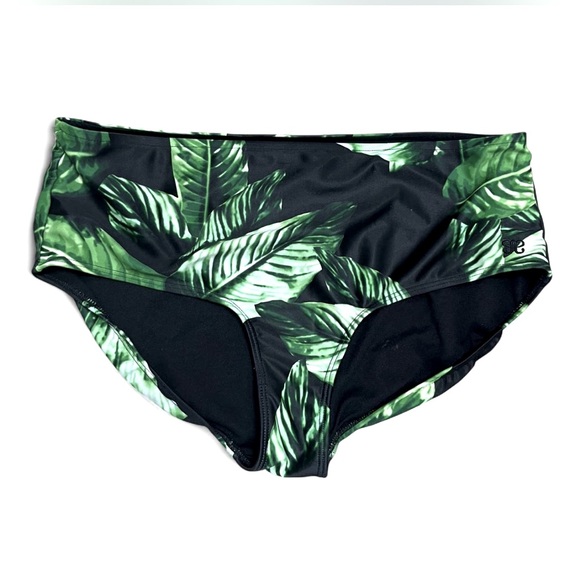 Albion Fit | Swim | Albion Fit Black And Green Tropical Leaf Print Midi ...